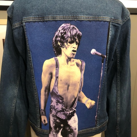 Up-Cycled By Angela | Jackets & Coats | Denim Jacket With Mick Jagger ...
